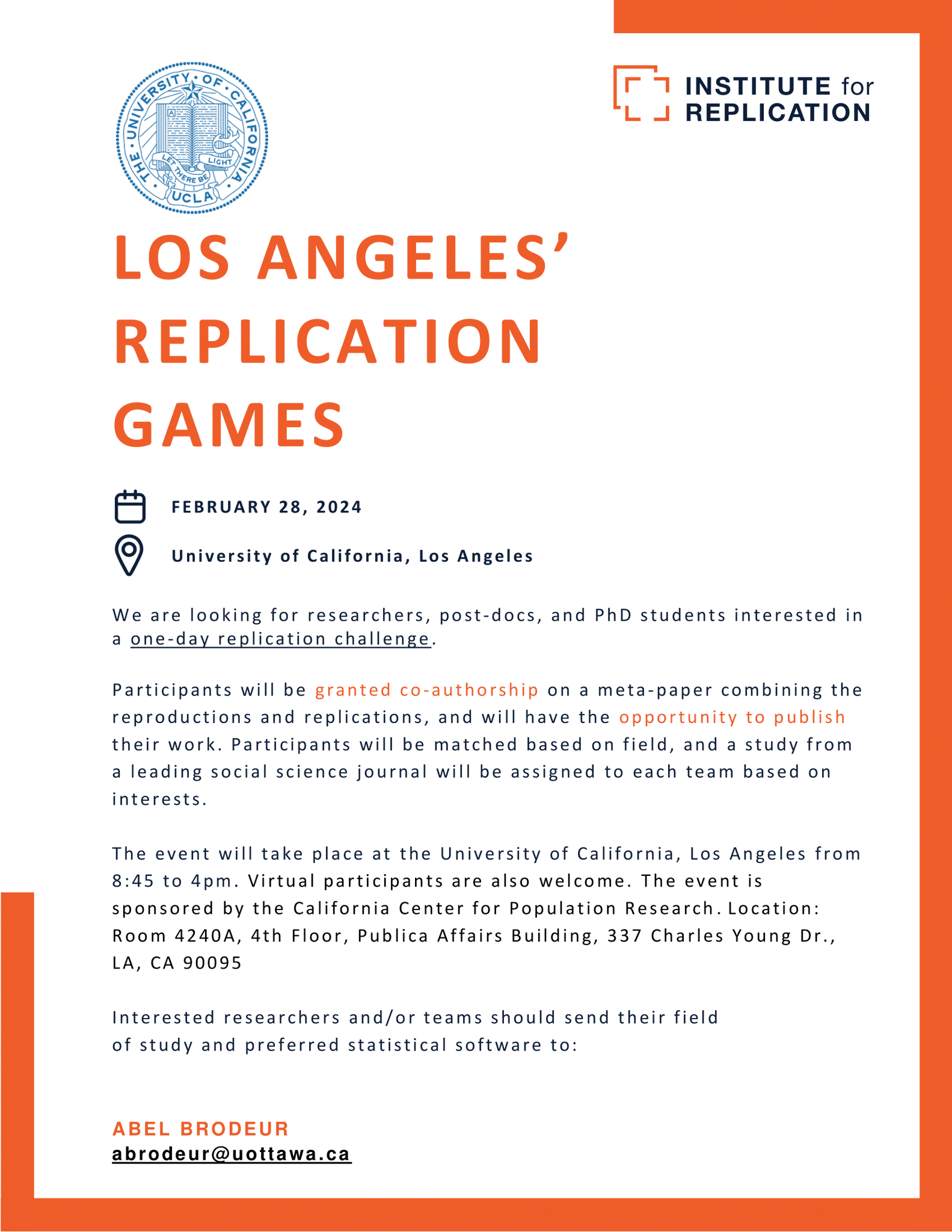 Los Angeles Replication Games California Center For Population Research